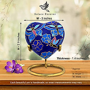 Butterfly Heart Keepsake Urn - Small Heart Cremation Urn with Stand & Box - Mini Blue Urn with Butterflies - Honor Your Loved One with Blue Butterfly Urn Heart Shaped - Heart Urn for Adults & Infants