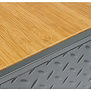 Badger Basket Metal and Bamboo Three Bin Stackable Charcoal/Natural Storage Cubby,97841