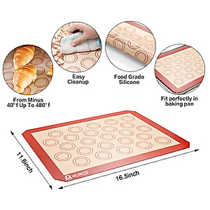 MCIRCO 6 Piece Stainless Steel Baking Sheet with Rack with Silicone Baking Mat Set (2 Pans + 2 Racks + 2 Mats), 17.3 x 13 x 1 Inch Cookie Sheet with Cooling Rack, Non Toxic, Heavy Duty & Easy Clean
