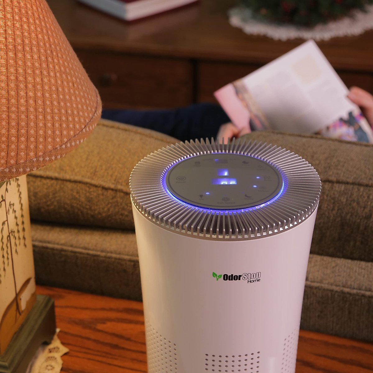 OdorStop HEPA Air Purifier with H13 HEPA Filter, UV Light, Active Carbon, Multi-Speed, Sleep Mode and Timer (OSAP5, Bright White)