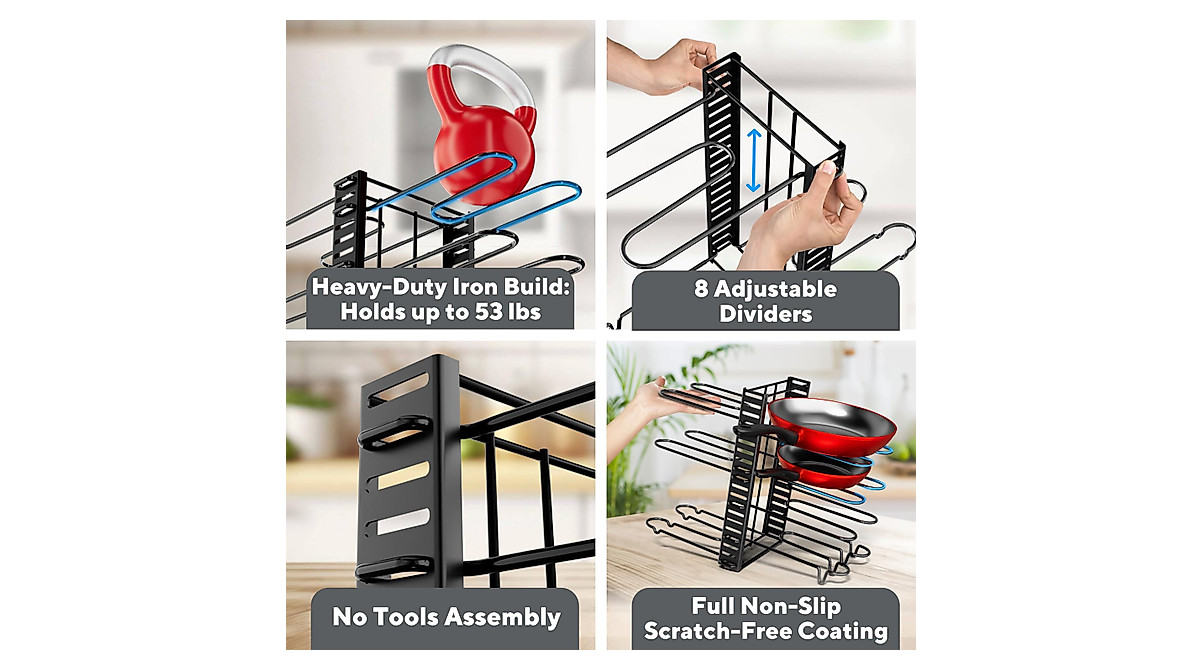 Adjustable 8-Tier Pot & Pan Organizer Rack
