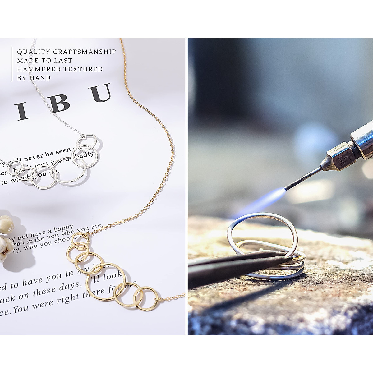 HOPE LOVE SHINE 60th Birthday Gift for Women, Mom, Wife, Sister - 60th Birthday Necklace, Jewelry 17+2", Sterling Silver, 6 Interlocking Rings