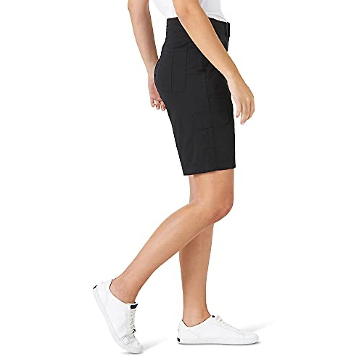 Lee Women's Relaxed Fit Avey Knit Waist Cargo Bermuda Short Black 16