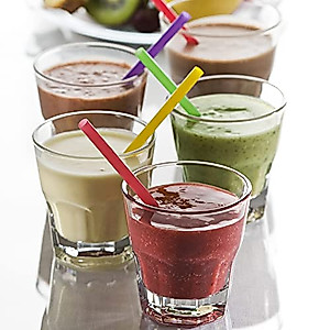 ALINK 1000 Count Assorted Colored Plastic Disposable Drinking Straws, Individually Wrapped Straight Party Straws - 7.75" x 0.23"