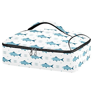 Kcldeci Insulated Thermal Food Carrier Insulated Casserole Carrier for Hot or Cold Food,Cartoon Fish Sea Life Insulated Tote Bag for Potluck Cookouts Parties Picnic,Lasagna Lugger