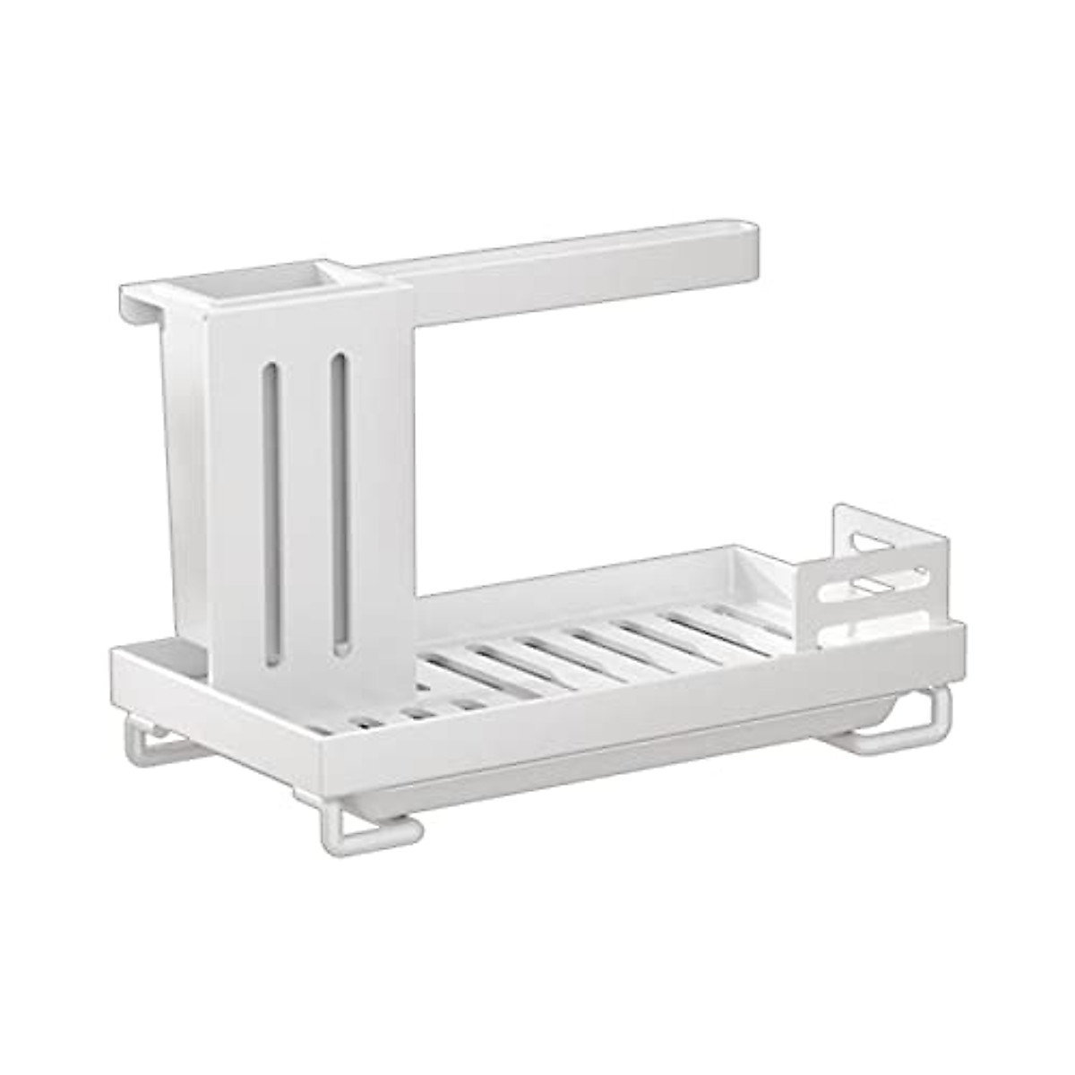 Leefasy Kitchen Sink Organizer Countertop, under Sink Rack, Large 2 Tier Kitchen Spice Rack, under Sink Organizers and Storage, for Brush Dishrag, White