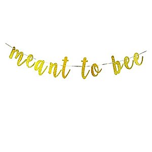 Meant To Bee Banner For Bridal Shower/ Marriage/ Engagement Party Decorations , Baby Shower/ Mommy to be party Photo Prop ,Honey Bee Theme Party Sign, gold