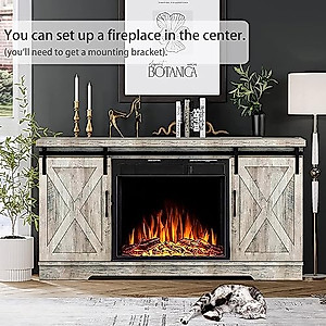 IDEALHOUSE Farmhouse TV Stand, Entertainment Center for 65 Inch TV Media Console Table, Grey Barn Door TV Stand with Storage and Shelves, Modern TV Console Cabinet Furniture for Living Room