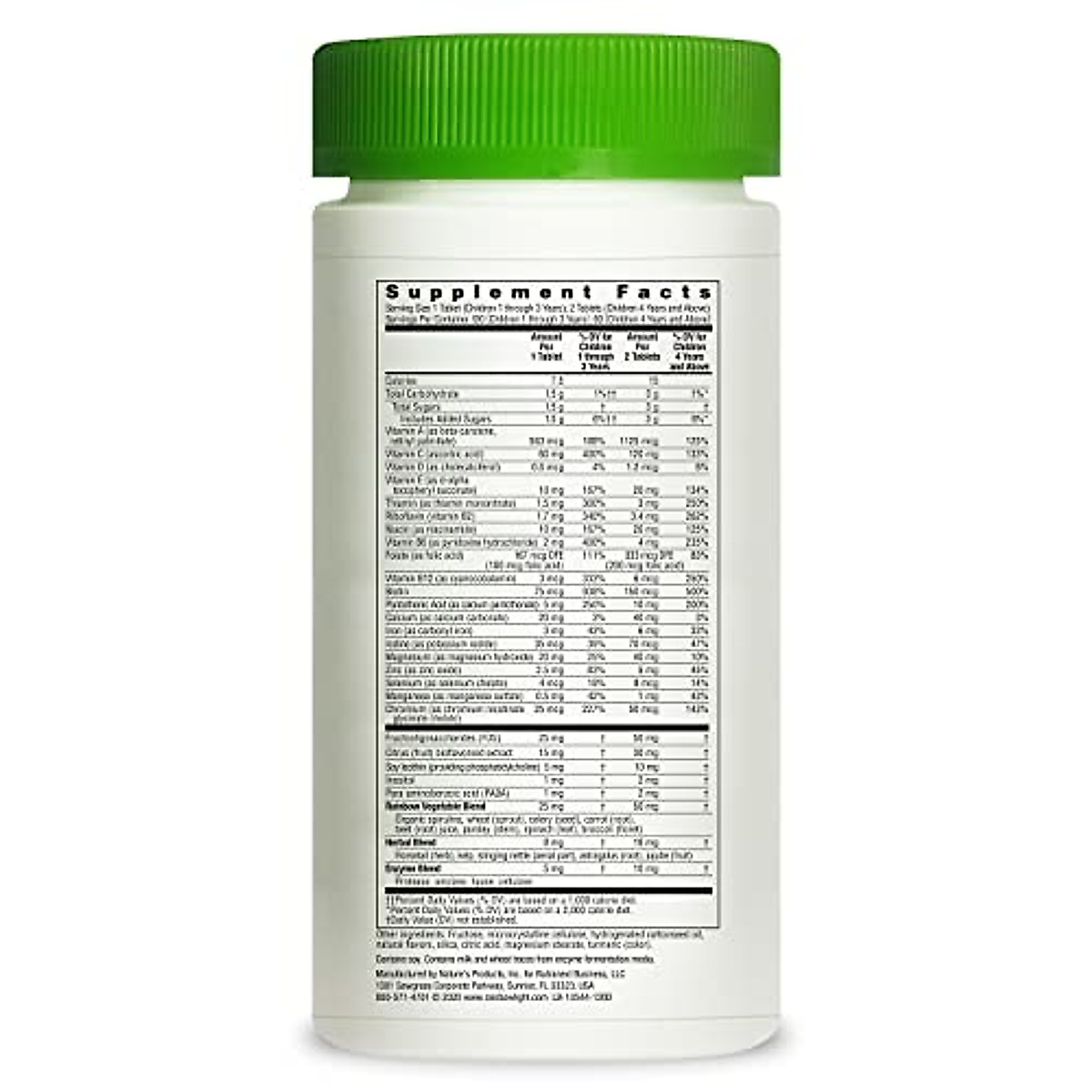 Rainbow Light Multivitamins for Kids, Vitamin B, Zinc & Iron, Prebiotics, Nutri Stars Provides Brain & Nervous System Support, Pineapple Orange, 120 Chewable Tablets