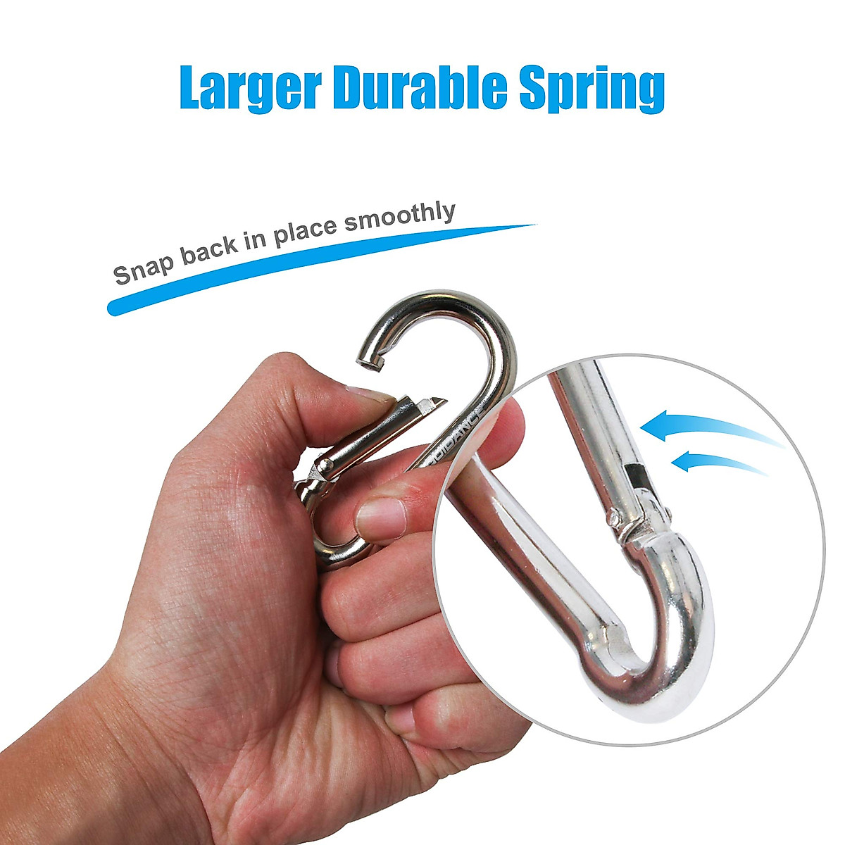 POWER GUIDANCE Stainless Steel Snap Hook, Carabiner Fit for Lat Pulldown Attachments, chrome-plated coating, Cable Machine Accessories for Home Gym, Weight or Climbing attachments, Set of 4