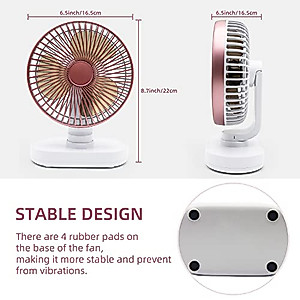 ASYOURZ Small Desk Fan Oscillating Table Fan 9 Inch, USB Rechargeable Fan 4000mAh Battery Operated Fan, Adjustable Desktop Fan with 4 Speeds Portable Fan Desk Fan for Bedroom Office Travel Bathroom