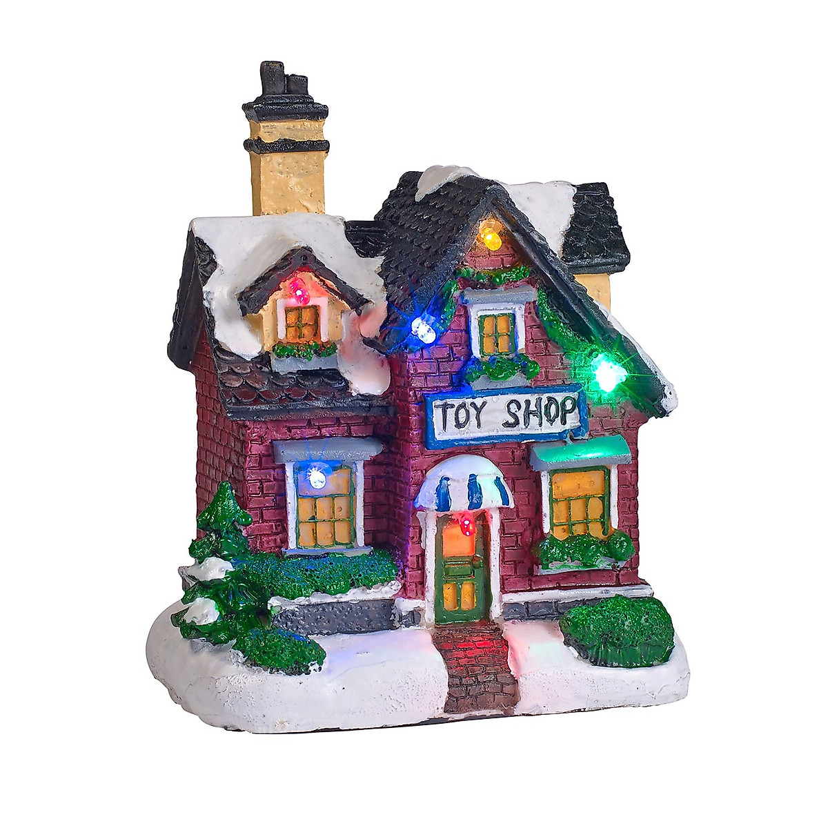 Lights4fun, Inc. Set of 5 Christmas Village Scene Battery Operated LED Light Up Holiday Decoration