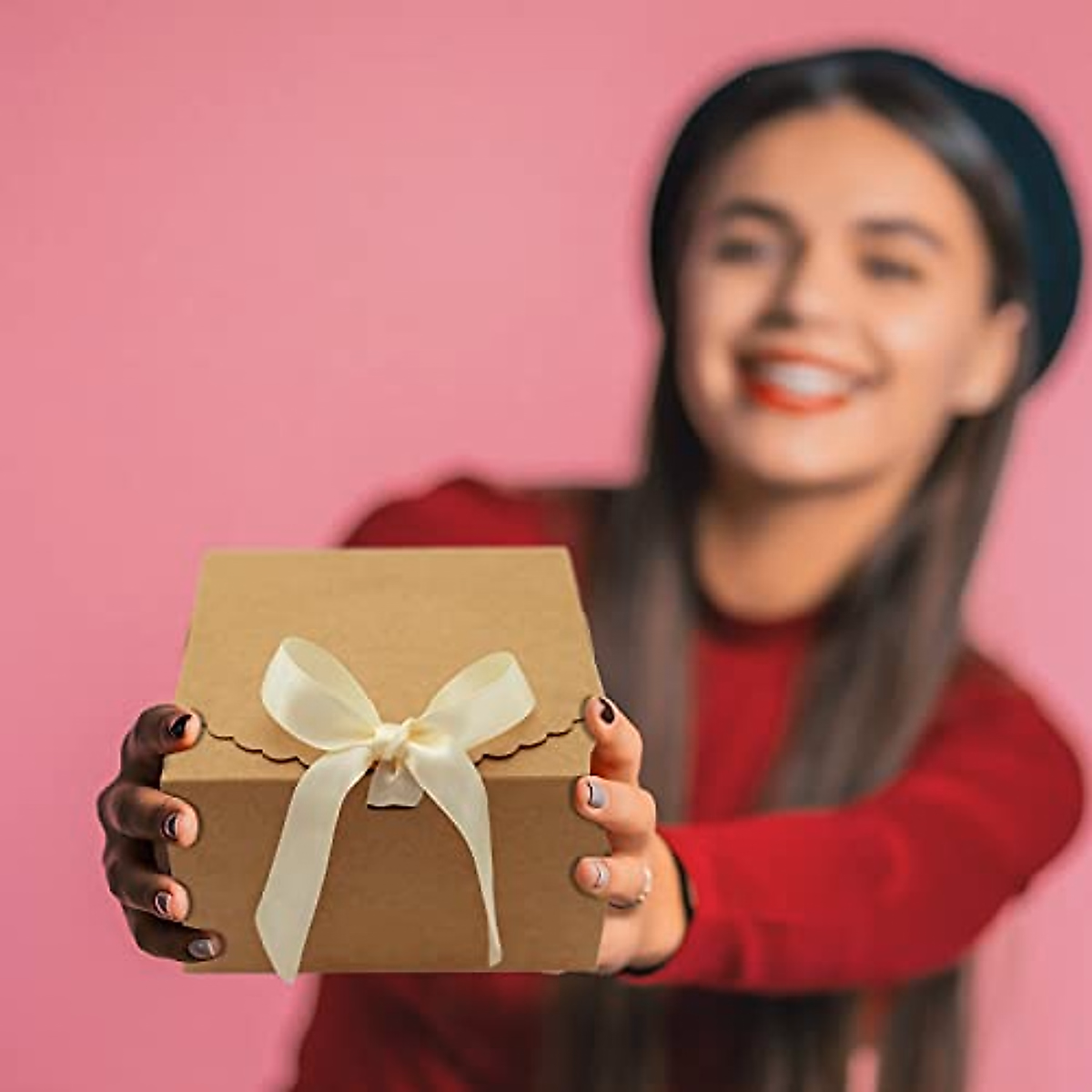 WholeMy Brown Gift Boxes 10 Pack 8x8x4 Inches, Gift Boxes with Lids for Presents, Bridesmaid Proposal Box, Kraft Gift Boxes for Birthday, Wedding, Party, Valentine, Christmas