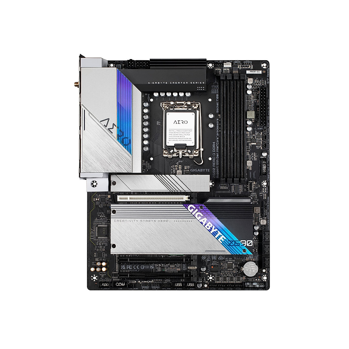 GIGABYTE Z690 AERO G DDR4 (LGA 1700/ Intel Z690/ ATX/ DDR4/ Quad M.2/ PCIe 5.0/ USB 3.2 Gen2X2 Type-C/ WiFi 6/ Intel 2.5 GbE LAN/ Motherboard)