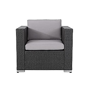 Christopher Knight Home Murano Outdoor Wicker Club Chair with Water Resistant Cushions, 2-Pcs Set, Grey / Silver