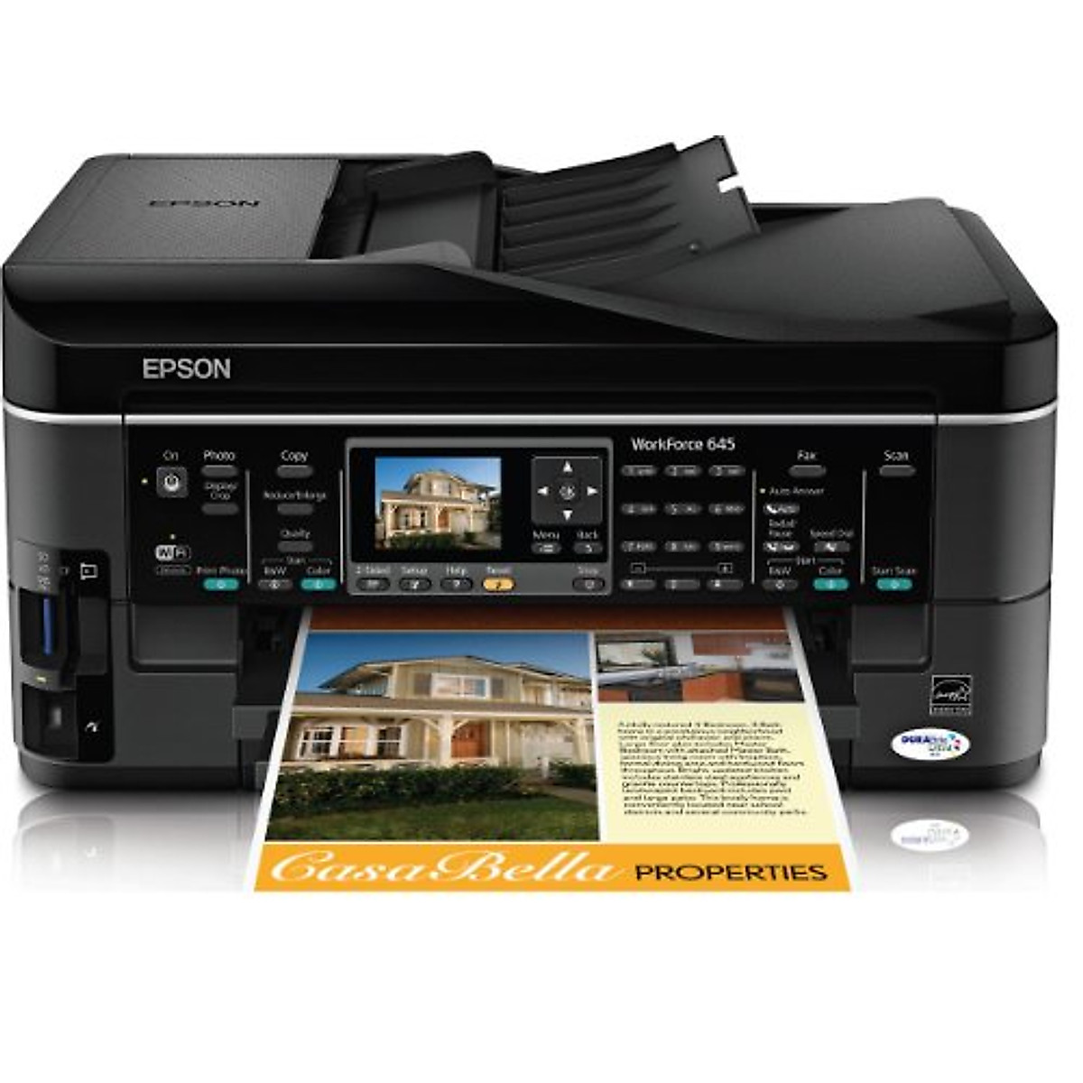 Epson WorkForce 645 Wireless All-in-One Color Inkjet Printer, Copier, Scanner, Fax, iOS/Tablet/Smartphone/AirPrint Compatible (C11CB86201)