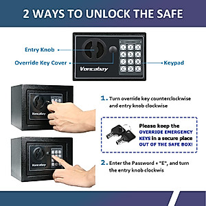 Voncabay Money Safe Box for Home with Sensor Light & Fireproof Money Bag for Cash Safe, Security Safe Box for Money Safe with Keys & Pass Code, Lock Box Fireproof Safe with Digital Keypad