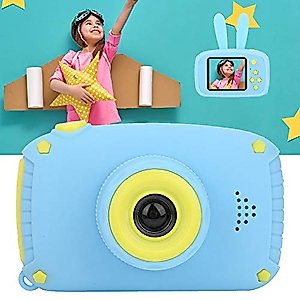 Children Camera, Round and No Corner Angle Shape ABS Children Camera Toy USB Interface with 1200mAh Battery for Kids for Child for Game for Video Recording(X500 Rabbit)