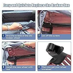 Mtsooning 1Pair Luaggage Replacement Wheels, Suitcase Spinner Wheels,Left & Right Swivel Wheels for Suitcase Trolley Repair Bearing Caster Roller Kits