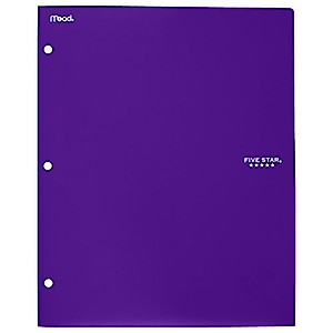 Five Star 2-Pocket Folder, Plastic Folders with Stay-Put Tabs, Fits 3-Ring Binder, Holds 8-1/2” x 11" Paper, Writable Label, Assorted Colors (38065), 4 Count (Pack of 1)