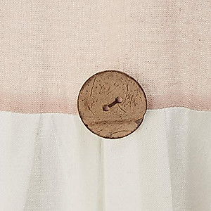 Lush Decor Linen Button Farmhouse Shower Curtain Pleated Two Tone Design for Bathroom, 72" x 72", Blush & White
