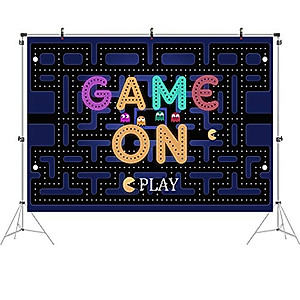 Video Game On Backdrop Girls Boys Maze Photography Background 7x5ft Colorful Lights Game On Birthday Party Supplies Kids Adults Gaming Party Decorations Baby Shower Cake Table Photo Booth Props
