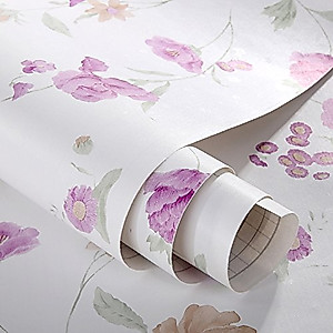 GLOW4U Self Adhesive Decorative Floral Contact Paper Drawer Shelf Liner Removable Peel and Stick Bathroom Kitchen Backsplash Wall Paper 17.7 inch by 16 Feet