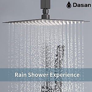 Matte Black Shower System with 4 PCS Shower Body Spray Jets & 12’’ Ceiling Shower Head & Handheld Spray, DASAN Full Body Shower Faucet System with Jets Rainfall Shower Combo Set, SA-SS03BMB-S12C