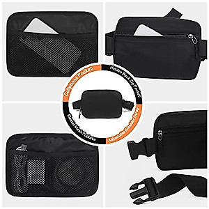 2Pack Unisex Fanny Belt Bag with Adjustable Strap Fashionable Mini Waist Packs for Runnning Workout Hiking Travelling and Everywear Daily Use (2pack Black-Orange)
