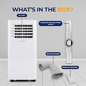 SereneLife SLPAC805W.6 Portable Air Conditioner-Compact Home A/C Cooling Unit with Built-in Dehumidifier & Fan Modes, Includes Window Mount Kit (8,000 BTU), White