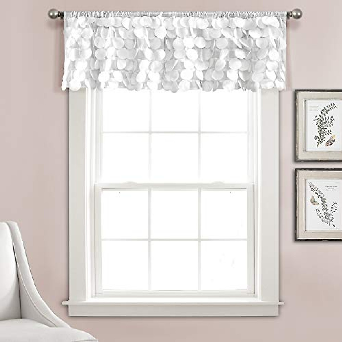 Lush Decor Lush Décor, White Gigi Valance Textured Window Kitchen Curtain (Single), 70" W x 14" L