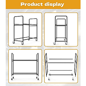 Landrol Tire Cart Rack Organizer, Heavy Duty Mobile Tire Holder for Garage Storage, Adjustable Tire Stand Indoor/Outdoor with 2 Universal Rolling Wheels Shelves