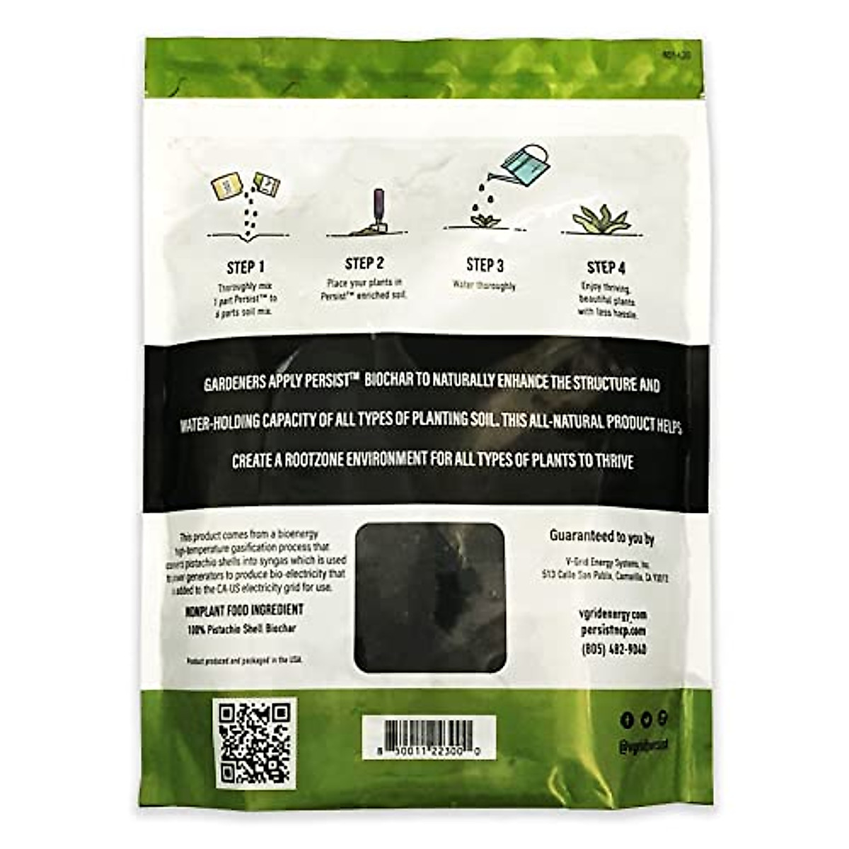 Persist Horticultural Charcoal, Biochar Soil Amendment for Indoor Plants, Improves Potting Soil for Indoor Plants & Terrariums, 100% Natural Active Carbon Organic House Plant Soil Enchancer 3qt Bag