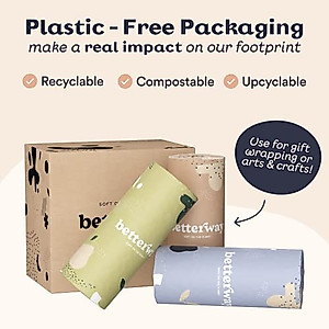 Betterway Bamboo Paper Towels - 6 Rolls, 2 Ply - Plastic Free, Disposable Kitchen Paper Towels - Select Size, Tree Free, Compostable, Strong & Absorbent - Sustainable Product w/Eco Friendly Packaging