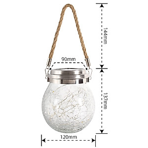 RNEHON Solar Lantern, 2 Pack Outdoor Lanterns Crackle Glass Ball Lights, 30 LED Waterproof Solar Lights Garden Patio Solar Lights Outdoor Decorative Backyard Halloween Christmas Decor