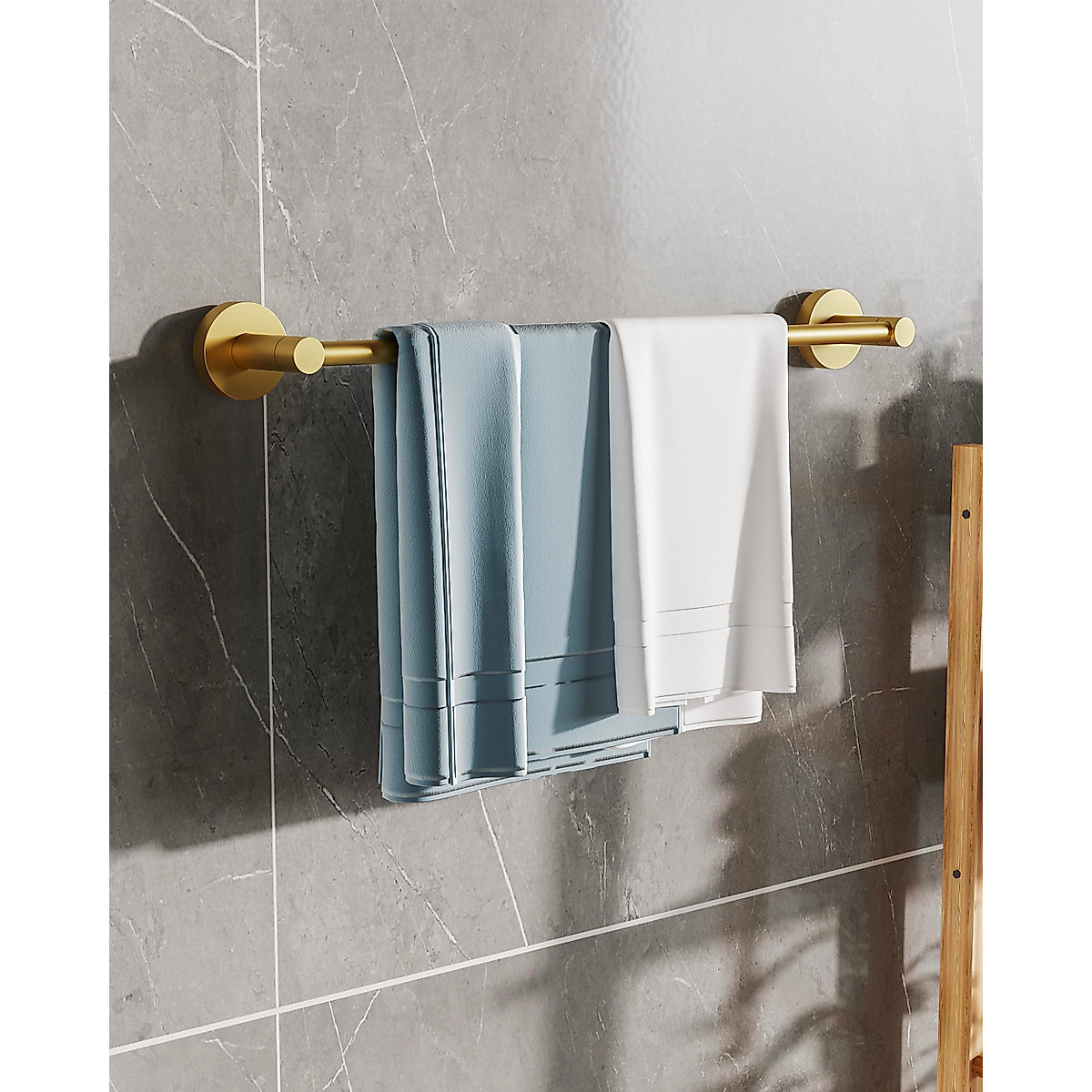 Fixsen 18-inch Gold Single Towel Bar Towel Rack Hand Towel Holder Stainless Steel and Zinc Alloy 1pc for Kitchen and Bathroom Wall Mount Heavy Duty Storage