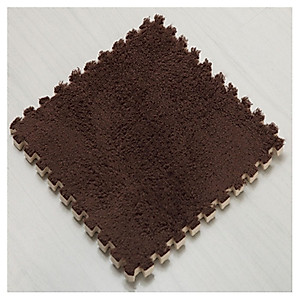 30 Pcs 12x12in Plush Foam Floor Mat Square Interlocking Fluffy Carpet Tiles,with Border Play Mat Flooring Tiles,Soft Non-Slip Puzzle Area Rugs for Home Decoration(Color:Coffee)