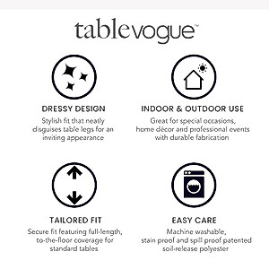 Tablevogue 1C22259 Machine Washable Microfiber Solid Fitted Rectangular 72-inch x 30-inch Tablecloth for Events 6-feet, White