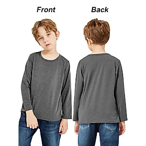 Cooraby 5 Pack Boys' Long Sleeve Crewneck Kids Soft T-Shirts Top