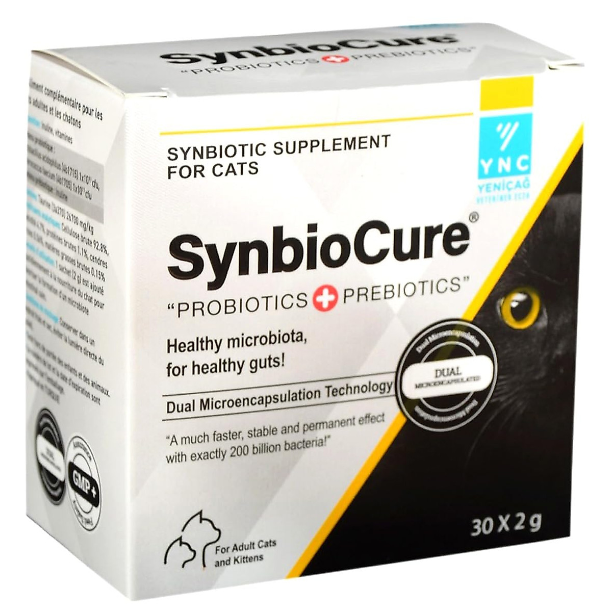 SynbioCure I Probiotics & Prebiotics for Cats I Powder Cat Supplement I Digestive Health Support I 200 Billion Bacteria Per Sachet I 30 Sachets*2 g