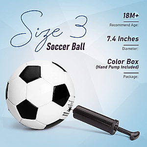ZOOJOY Size 3 Soccer Ball for Kids, Classic Color Toddler Boys & Girls Soccer Ball with Pump, Outdoor Sports & Play Ball Toys & Gifts for Baby Ages 2 3 4 5 6 7 8