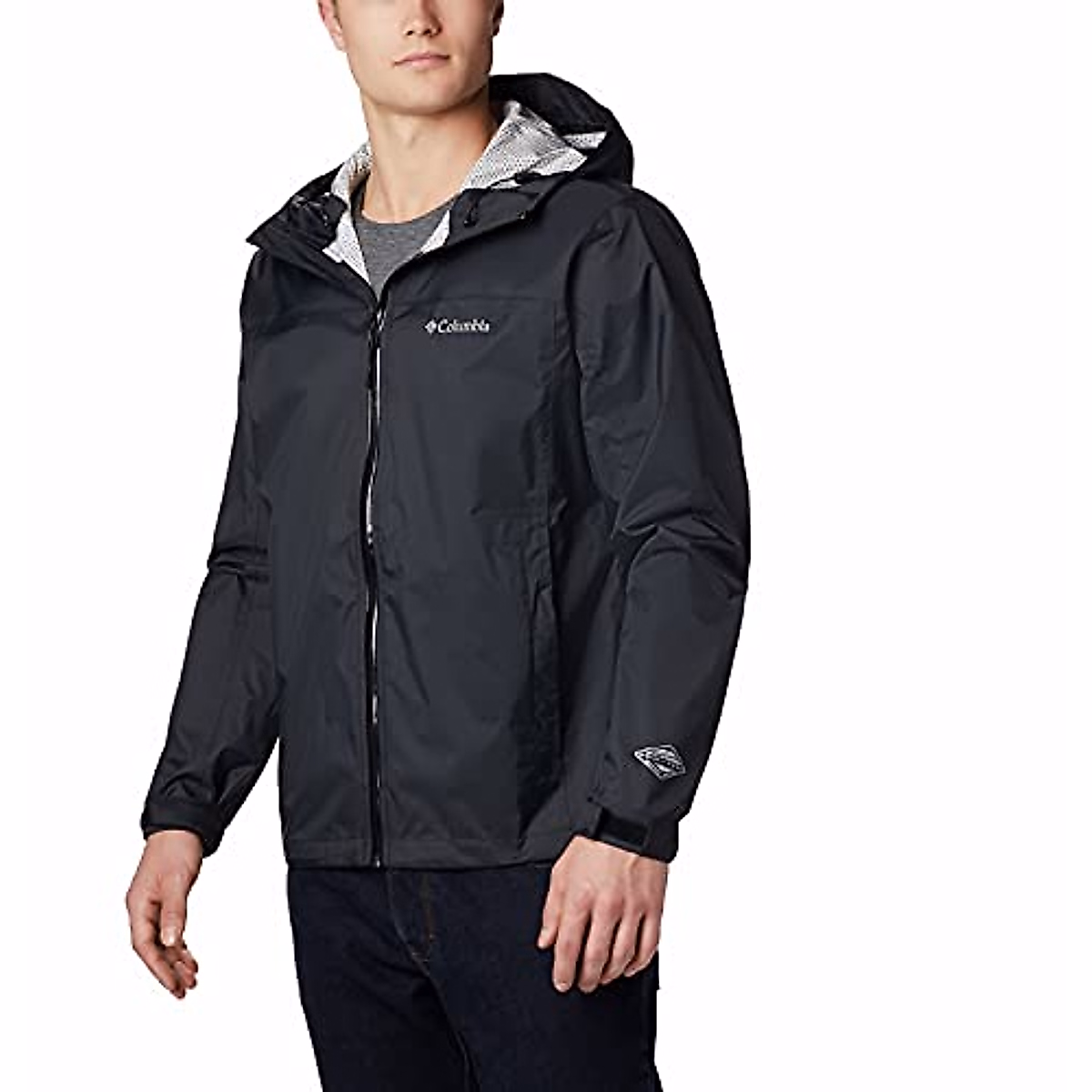 Columbia Men's Evapouration Rain Jacket, Waterproof and Breathable-, Black, Medium