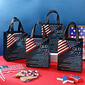 Sweetude 30 Pcs Veterans Day Souvenirs Gift Bags with Handle Medium Size Patriot Day Gift Bags American Flag Gift Patriotic Themed Bags for Veteran Party Church Decorations Favors