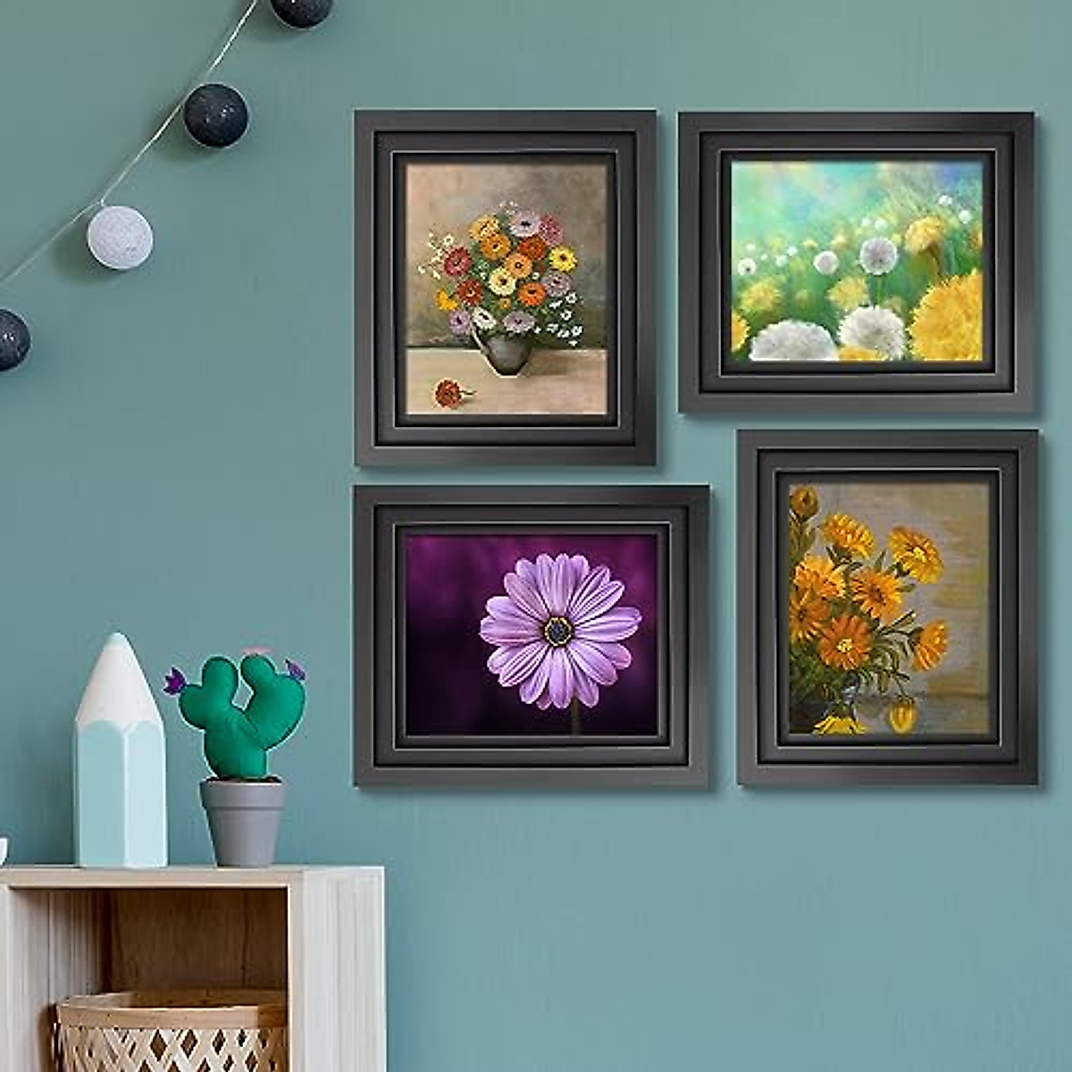 LUCKYLIFE 8x10 Picture Frame Black Wood with Double Mat for Tabletop or Wall, Set of 2