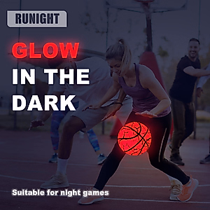 RUNIGHT Light Up Basketball - Extra Pump and Net - Official Size 5 - Great Glow in The Dark with 2 LED Lights and Pre Batteries- Youth Balls Gift for Kids,Teen Boys and Girls for Night Game