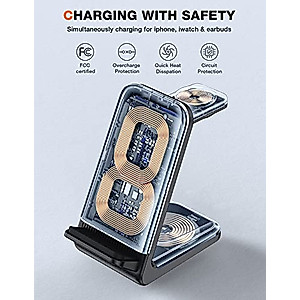 LK Wireless Charger for Samsung 3 in 1 Wireless Charging Station for Galaxy S23 Ultra Plus S22 S21 Z Flip 5 Fold Galaxy Buds Live Detachable Charger for Galaxy Watch 5 Pro 4 iWatch