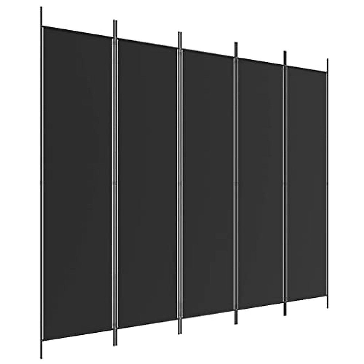 YAFF 5-Panel Folding Partition Privacy Screens, Portable Fabric Room Divider with Iron Frame, Freestanding Privacy Partial for Bedroom Home Office, 98.4" x 78.7"-Black