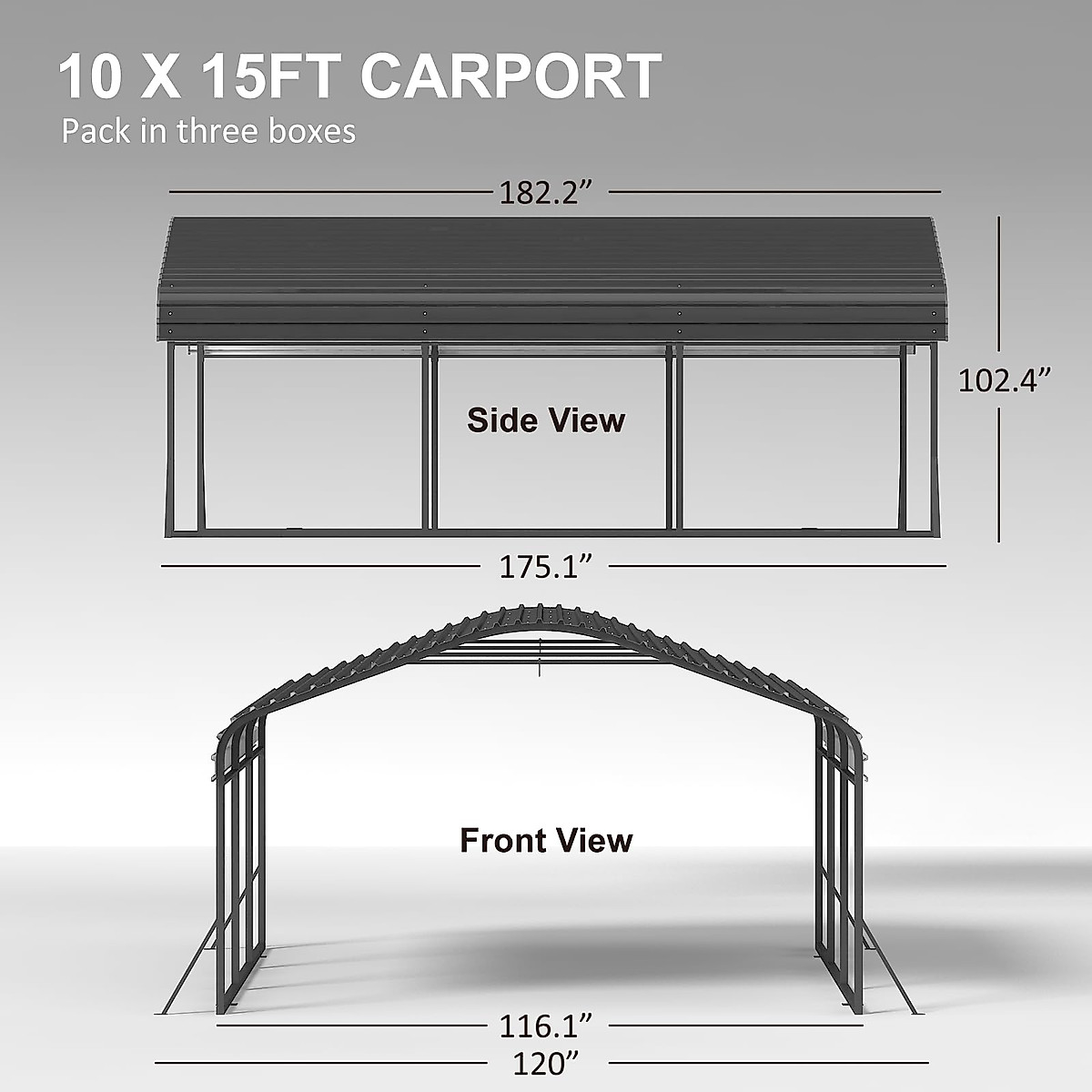 IWDOO 10x15 FT Metal Carport, Heavy Duty Carports Canopy with Enhanced Base, Galvanized Steel Roof and All-Metal Frame, Car Ports Kits for Outdoor, Garage Car Shelter Shade for Car, Truck and Boats