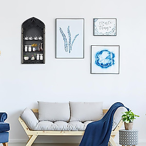 PTMTFYL Gothic Window Crystal Shelf Display for Wall, Wooden Crystal and Rock Display Shelf, Old Church Window Crystal Wall Shelf, Wooden Gem Stone Storage Holder Trinkets Organizer