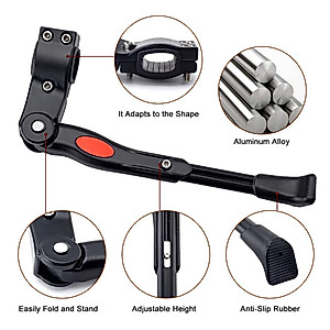 AUZNQEV Bike Kickstand Adjustable Bicycle Kickstand - Bike Stand for 22”-27” Road Bike/Mountain Bike - Aluminum Alloy Bike Kick Stand - Bicycle Accessories